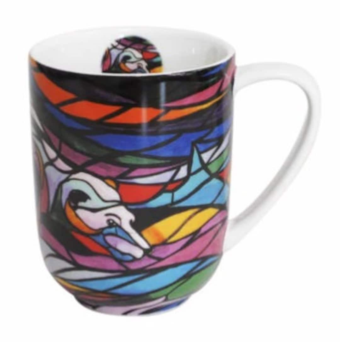 Coffee Mug Tea Cup Indigenous Salmon Hunter Design First Nations Artist ...