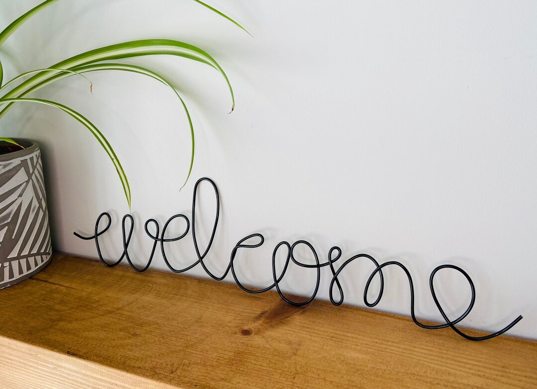 Wire Welcome Sign, Wire Wall Sign, Black Wire Words, Home Decor, Gift ...