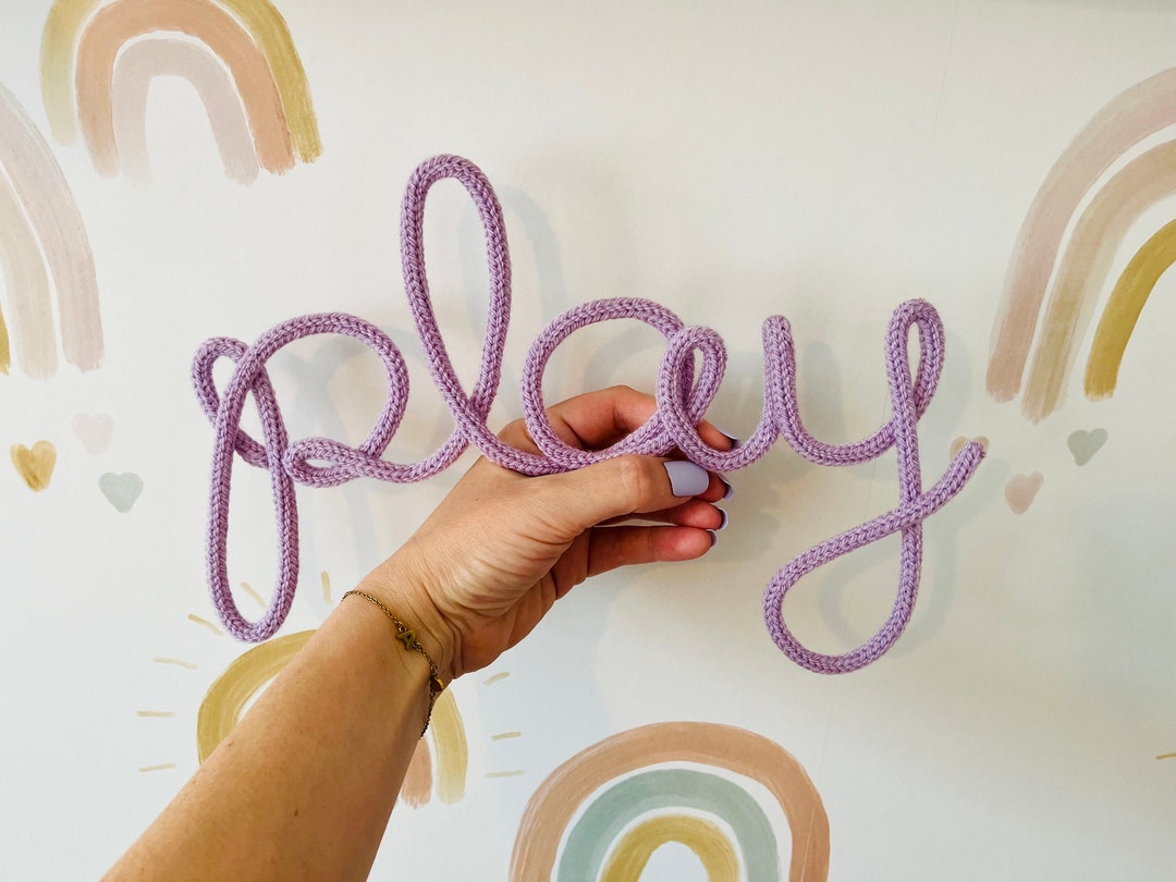 Knitted Wire Play Sign, Icord Play Sign, Knitted Wire Wall Sign, Home ...