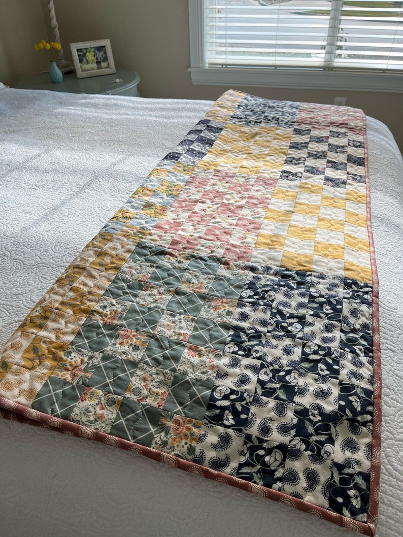 Modern Handmade Patchwork Throw Quilt, Maggie Pearl Pattern, Navy Blue ...