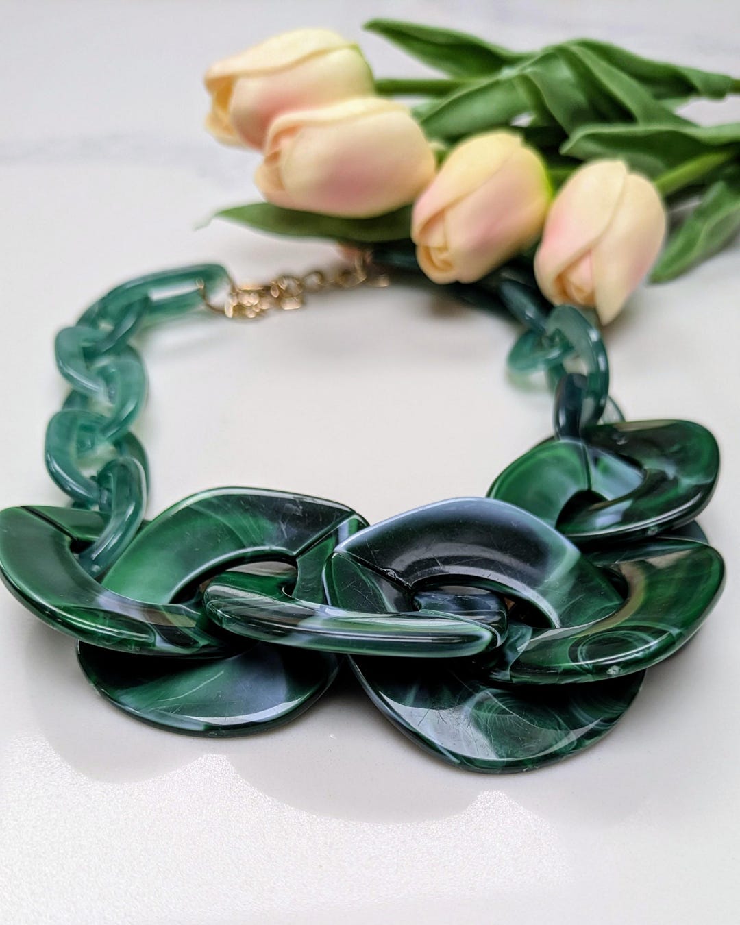 Statement Chunky Green Necklace .fashion Accessory, Women Statement ...