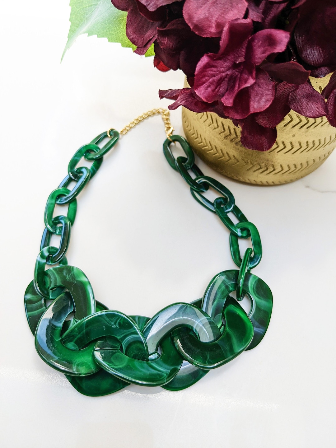 Statement Chunky Green Necklace .fashion Accessory, Women Statement ...