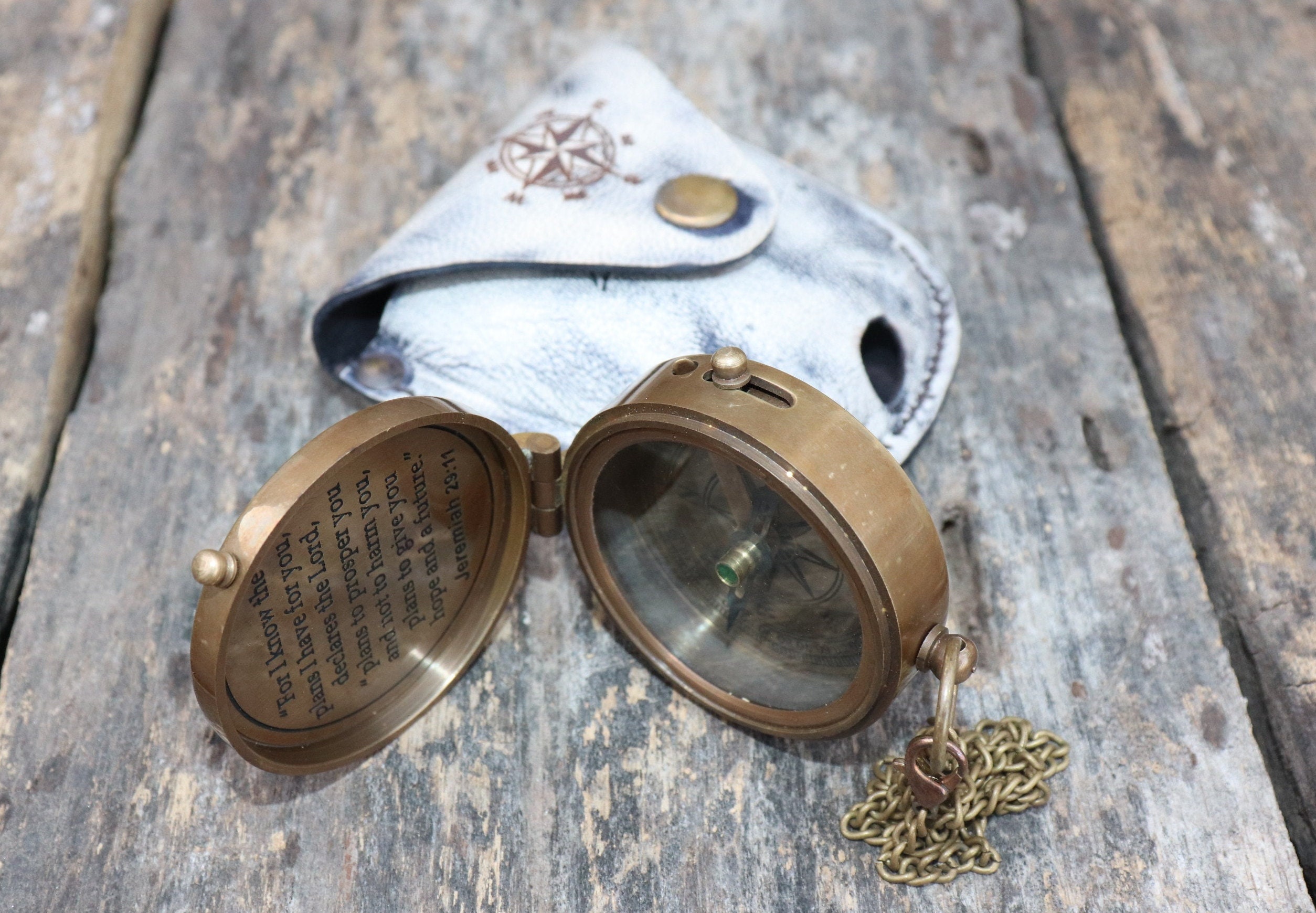 Personalized Brass Compass, Working Compass, Couples Anniversary Gift ...