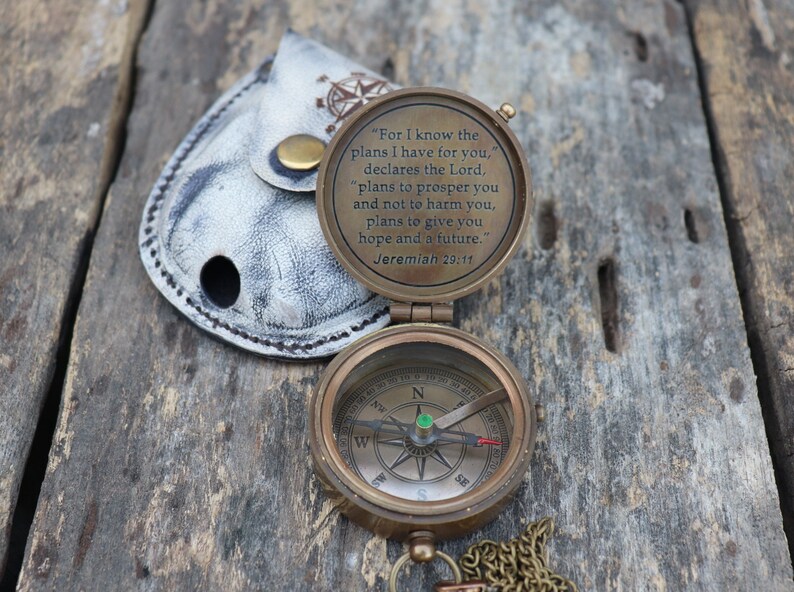 Personalized Brass Compass, Working Compass, Couples Anniversary Gift ...