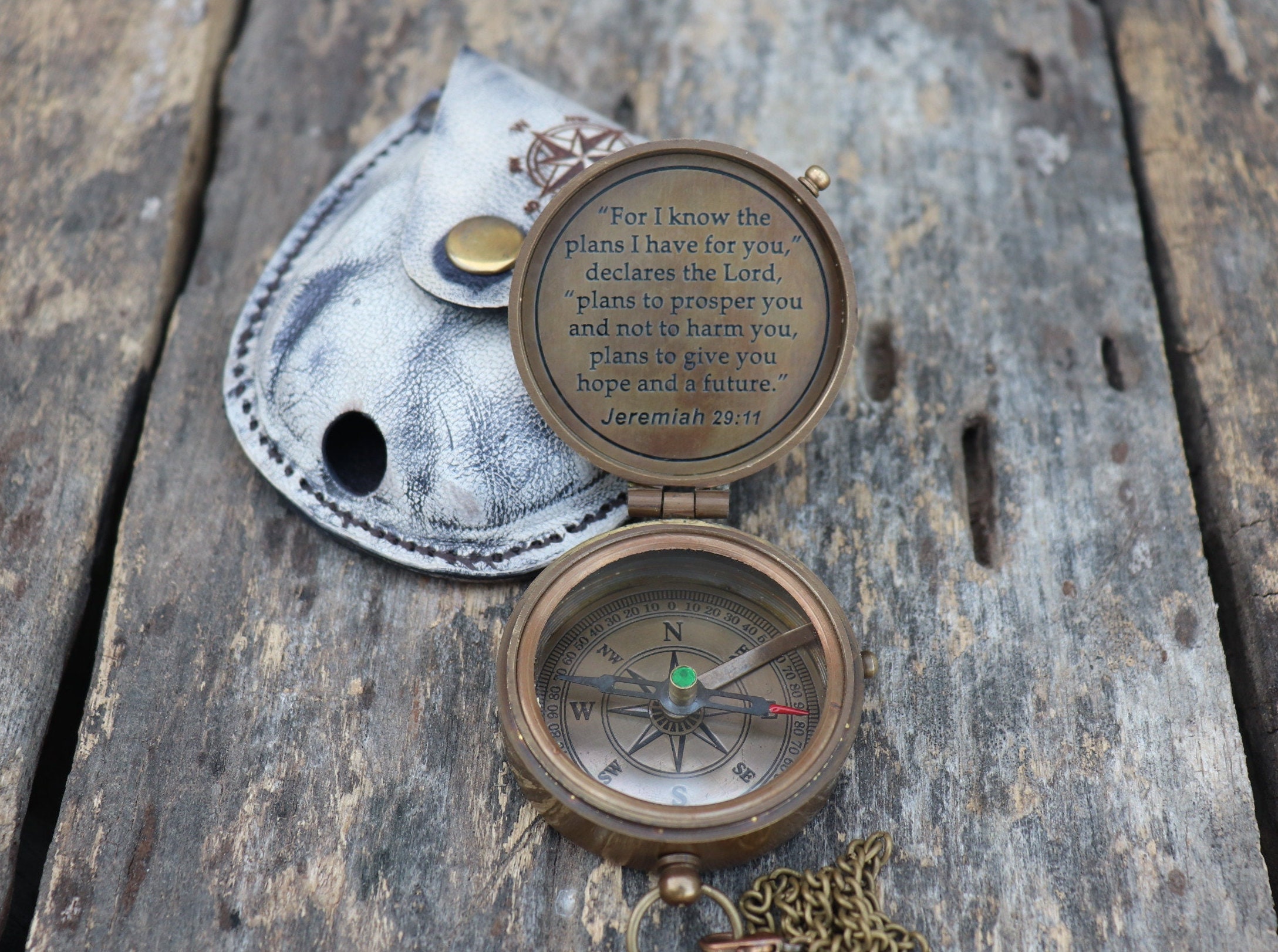 Personalized Brass Compass, Working Compass, Couples Anniversary Gift ...