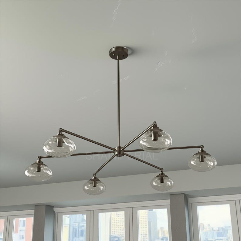 Cabrette Clear Glass Ball Chandelier – Modern Brass Globe Pendant Light ...