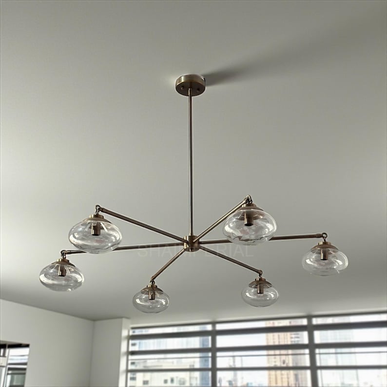 Cabrette Clear Glass Ball Chandelier – Modern Brass Globe Pendant Light ...