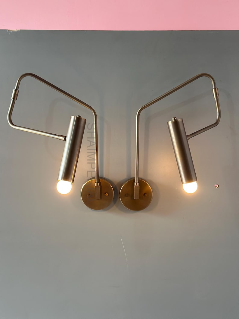 Mid Century Brass Swing Arm Wall Sconce – Stilnovo Style Reading Light ...