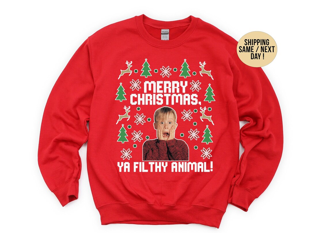 Merry Christmas Ya Filthy Animal Shirt Funny Xmas Tshirt Holiday Retro ...