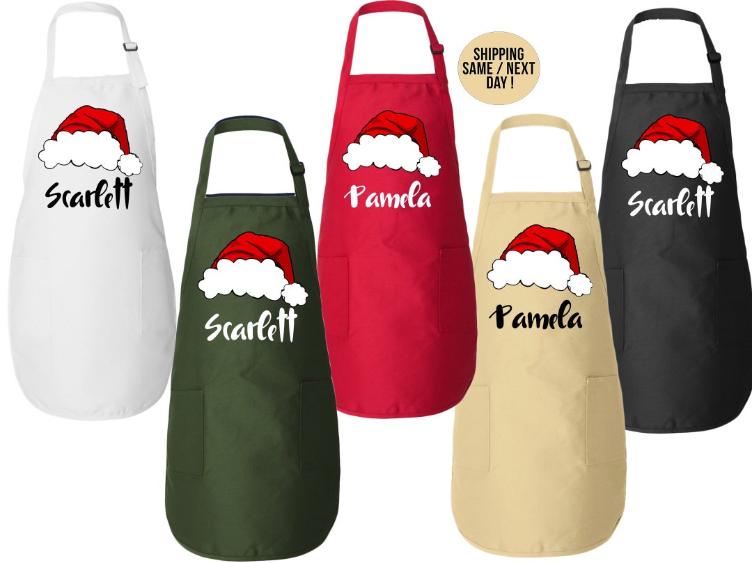 Custom Christmas Apron, Printing Matching Xmas Apron, Red Xmas Apron ...