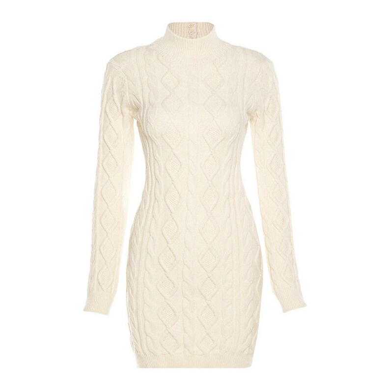 Womens Long Sleeve Knitted Sweater Dress Winter Knitted Etsy