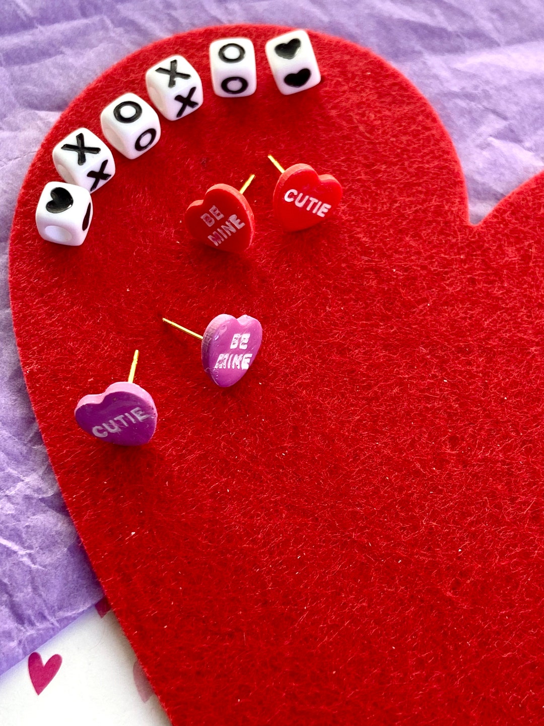 Tiny and Shiny Conversion Heart Studs Valentines Polymer Clay Earrings ...