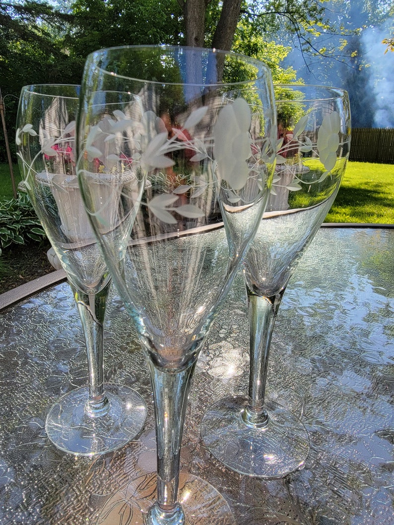 Tulip Champagne Glasses Princess House "heritage" Vintage Hand Blown ...