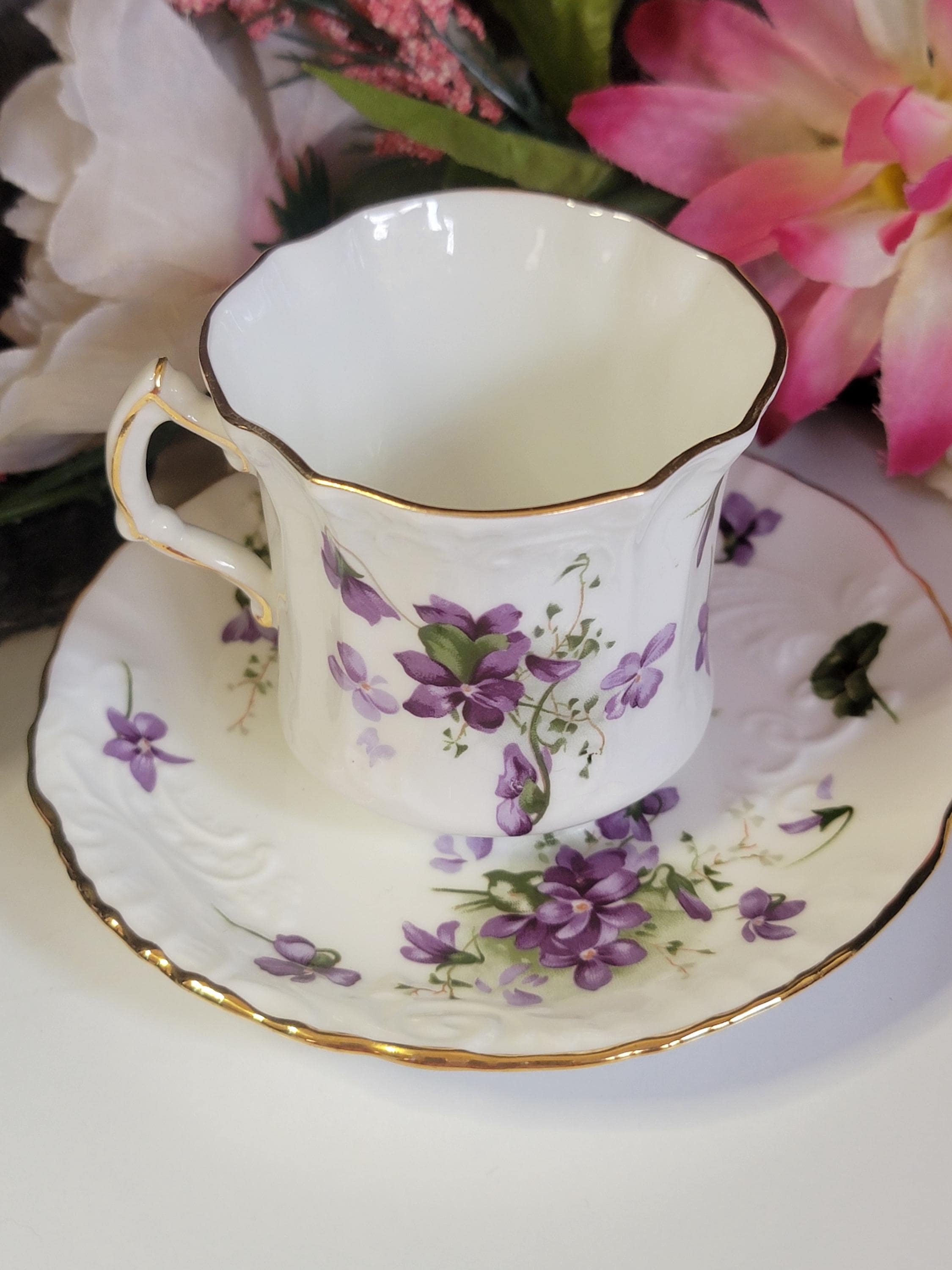 Vintage Hammersley Bone China Tea Cup and Saucer: Victorian Violets ...