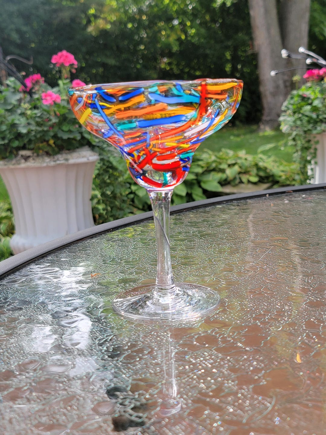 Pier 1 "confetti" Vintage Hand Blown Crystal Margarita Glass - Mexican ...