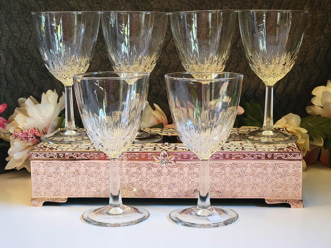 Vintage Cristal D'arques "diamant" Claret Wine Glasses – French Crystal ...