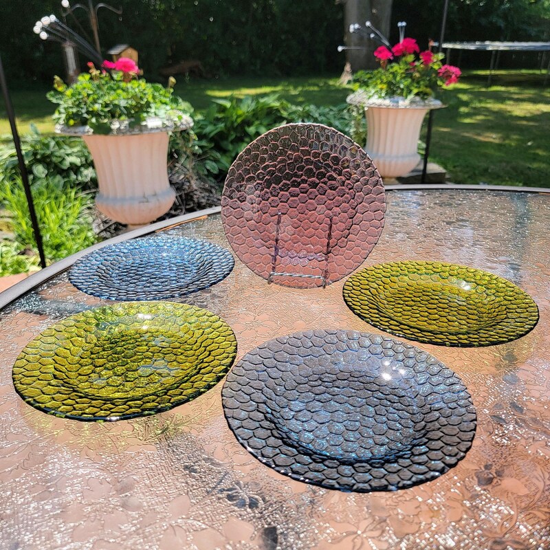 Vintage Glass Plates - Etsy