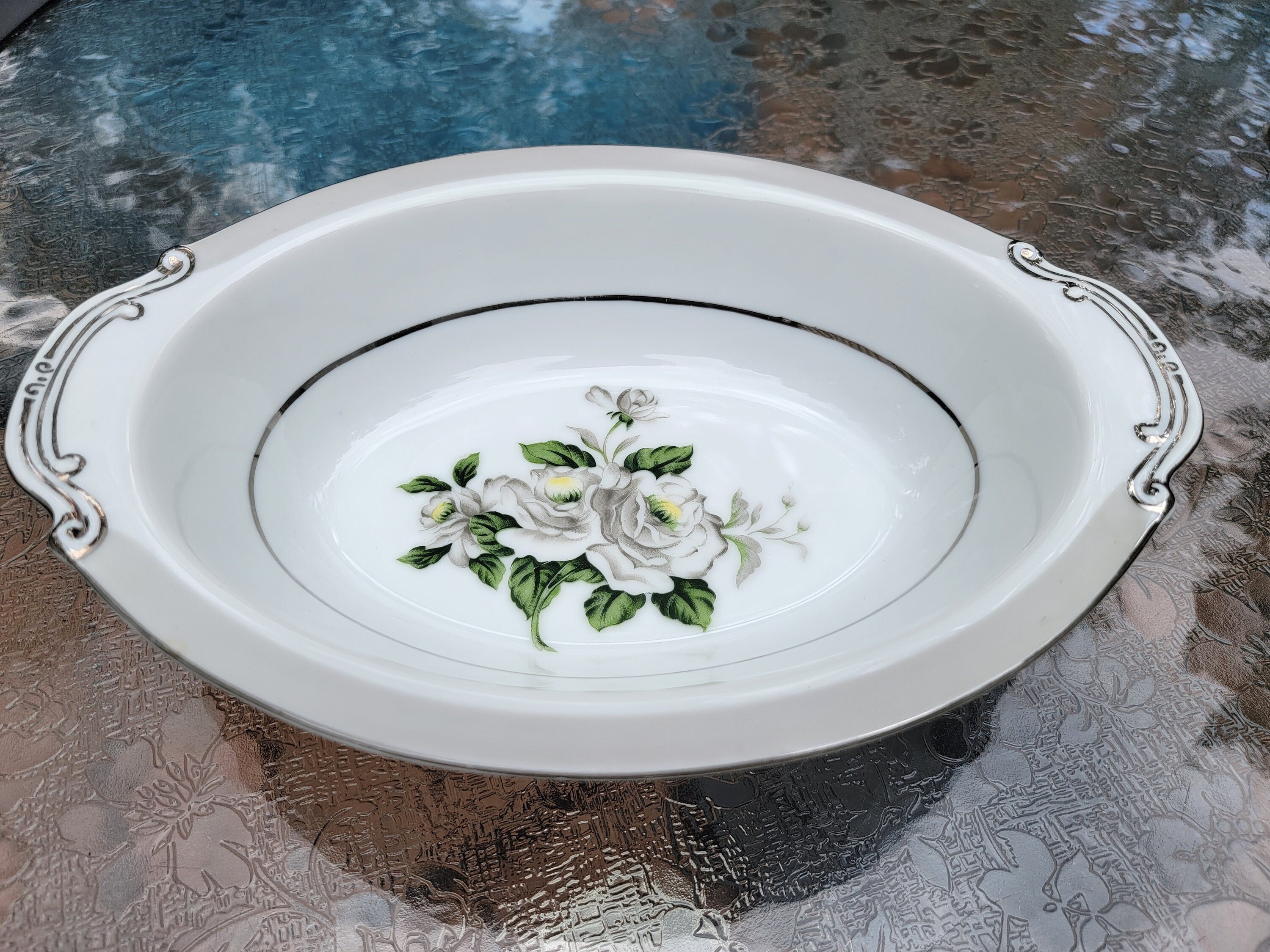 China Serving Bowl White Rose Vintage Japanese Fine China white Rose ...