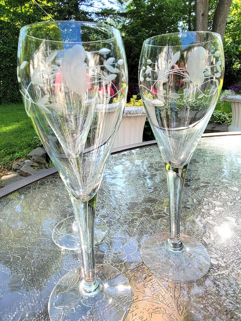 Tulip Champagne Glasses Princess House "heritage" Vintage Hand Blown ...