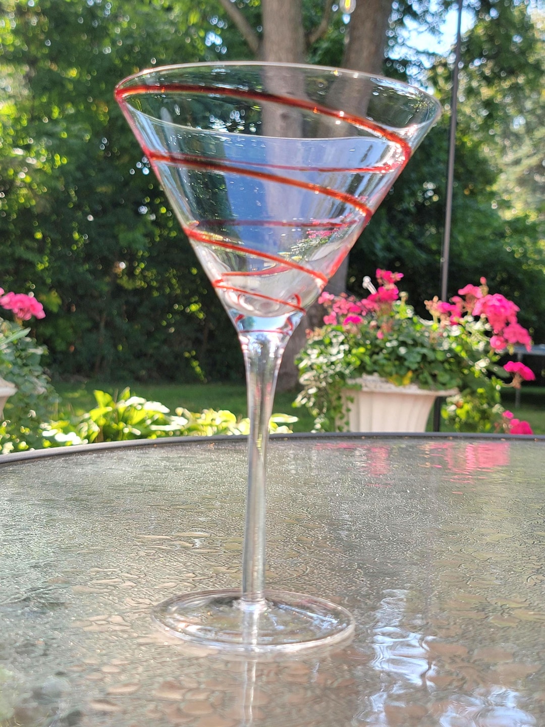 Vintage Red Swirl Martini Glass – Hand Blown Crystal Barware - Etsy