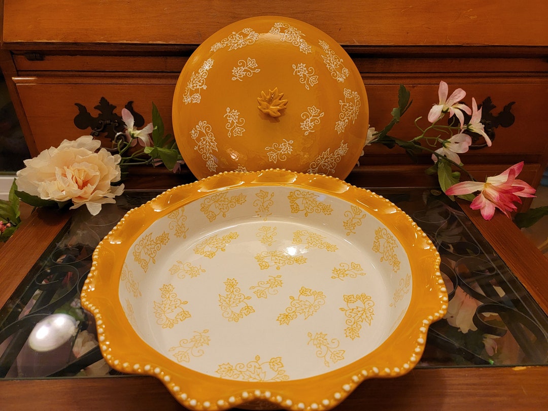 Gift Idea Temptations by Tara floral Lace Yellow Ceramic Stoneware ...