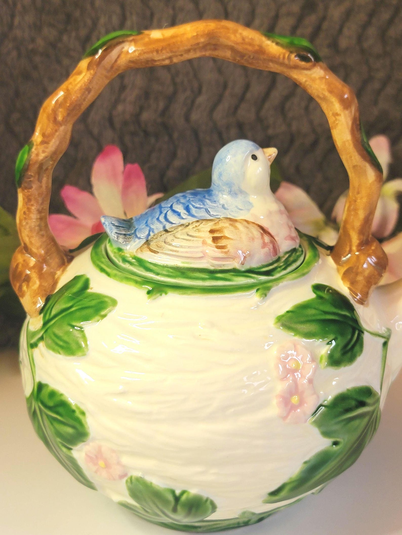 Vintage Haldon Blue Bird Teapot: Hand-painted Floral Decor - Etsy