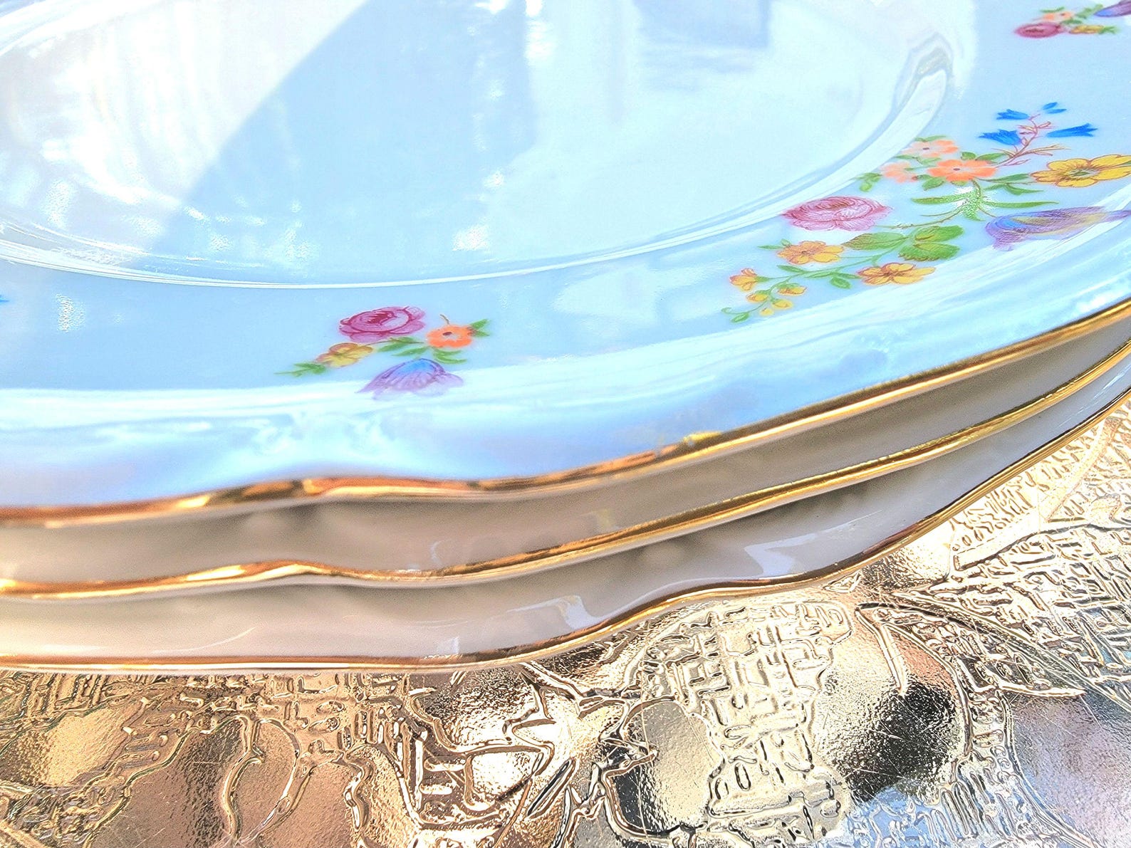 China Wedding Dinner Plates Hutschenreuther "bridal Bouquet" Vintage ...