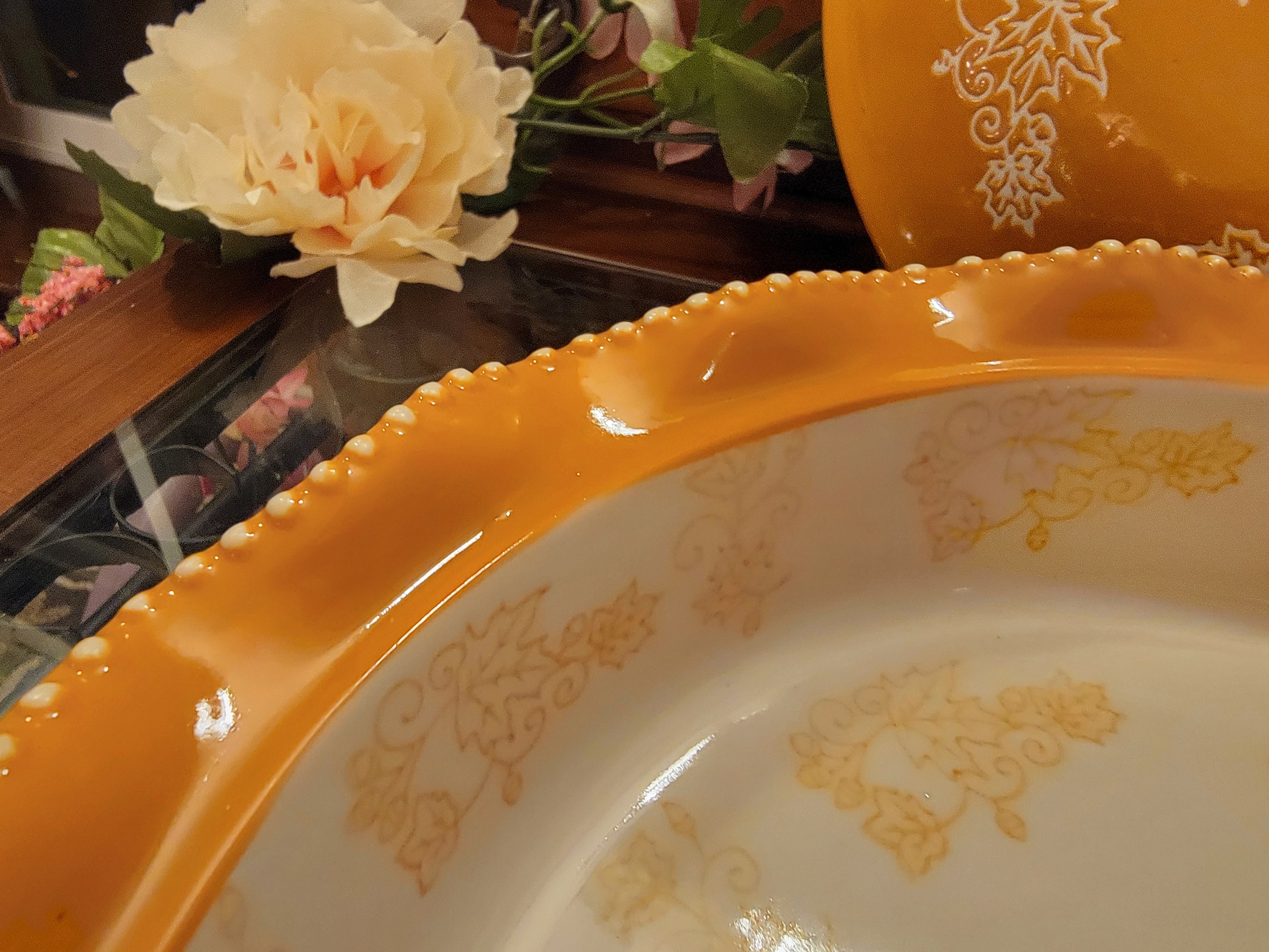 Gift Idea Temptations by Tara floral Lace Yellow Ceramic Stoneware ...