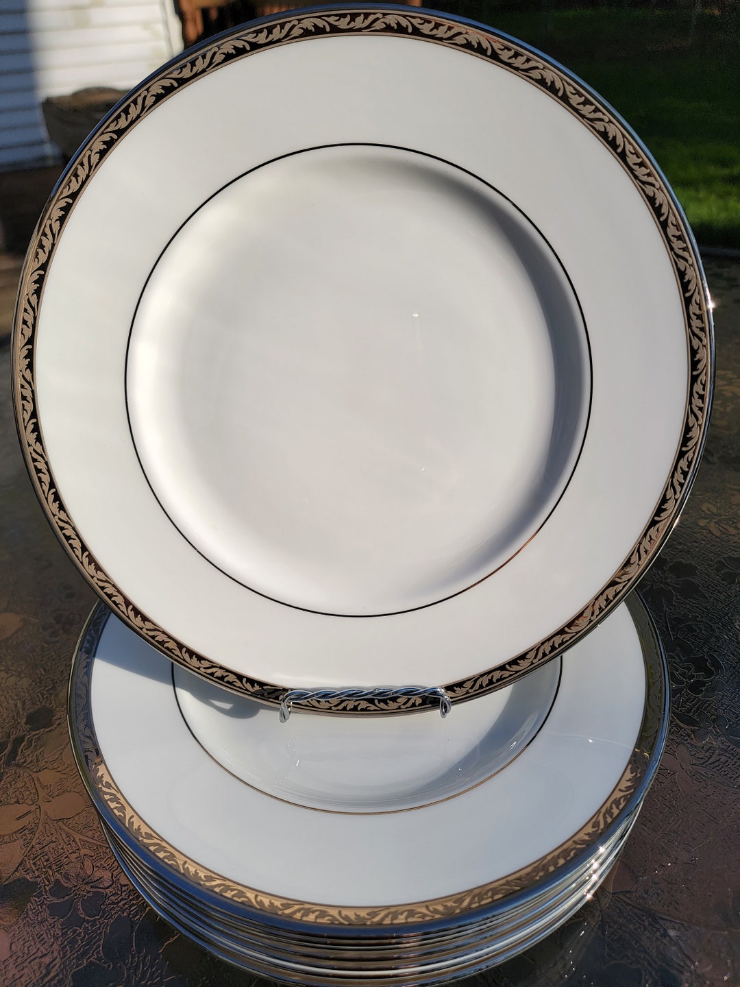 China Dinner Plates Lenox landmark Platinum Millenium Vintage Fine Bone ...
