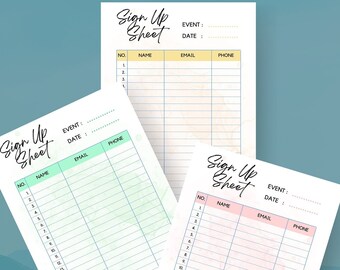 Cute Sign up Sheet - Etsy