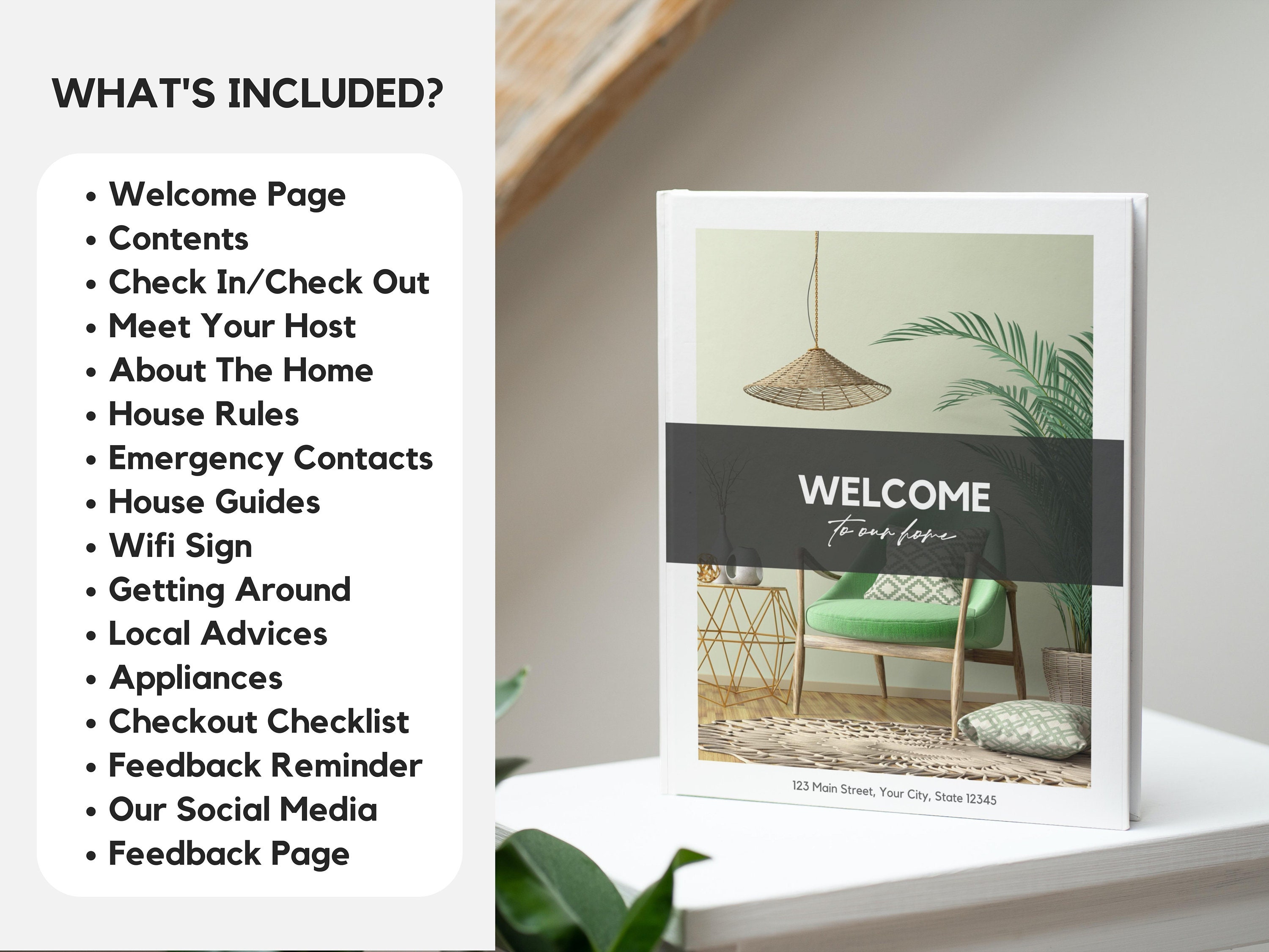 Airbnb Welcome Book Template, Airbnb Guest Book, House Manual Guidebook ...