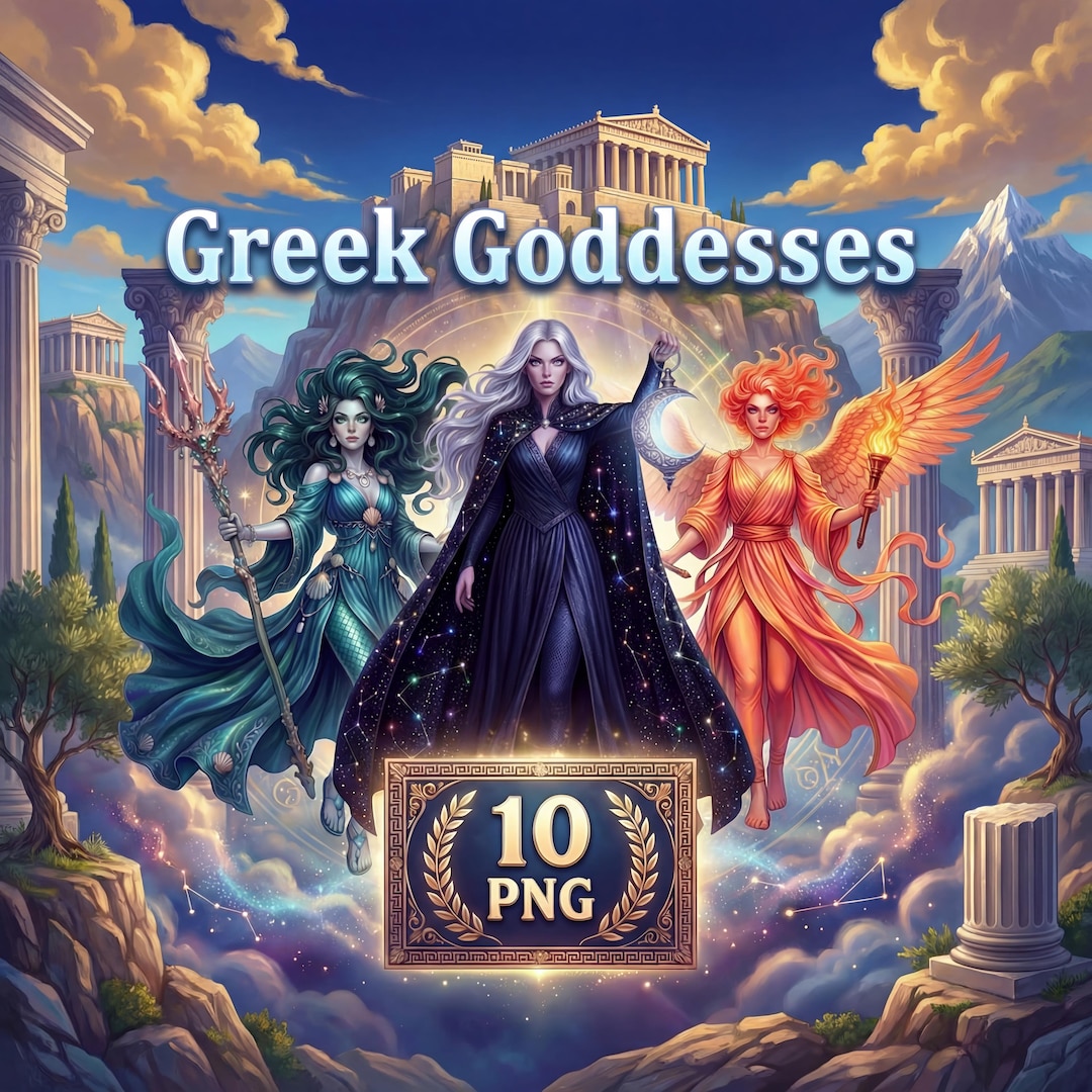 Lesser-known Greek Goddesses PNG Bundle | 10 Mythology Goddess Clipart ...