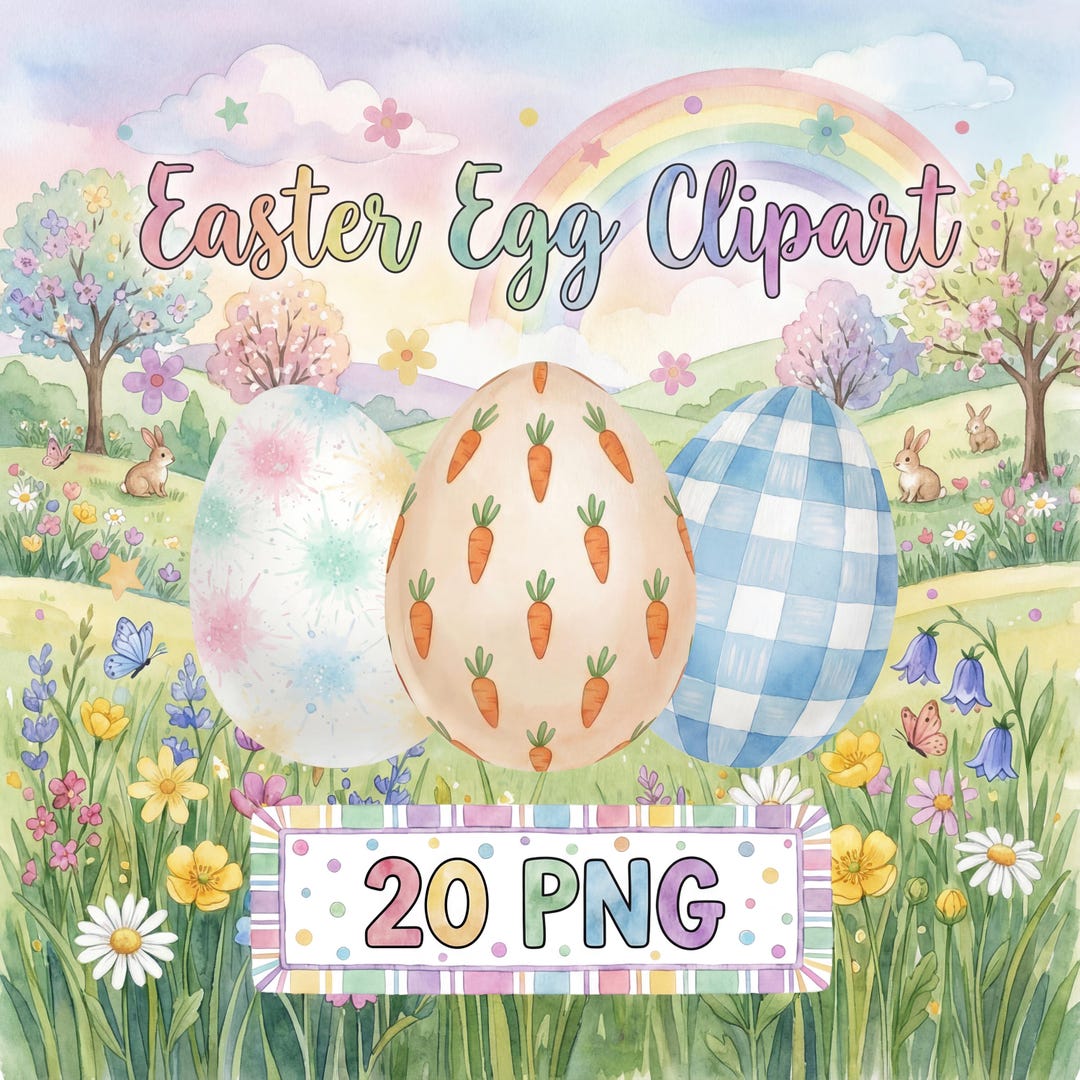 Watercolor Easter Egg Clipart | 20 PNG Illustrations (digital Download ...