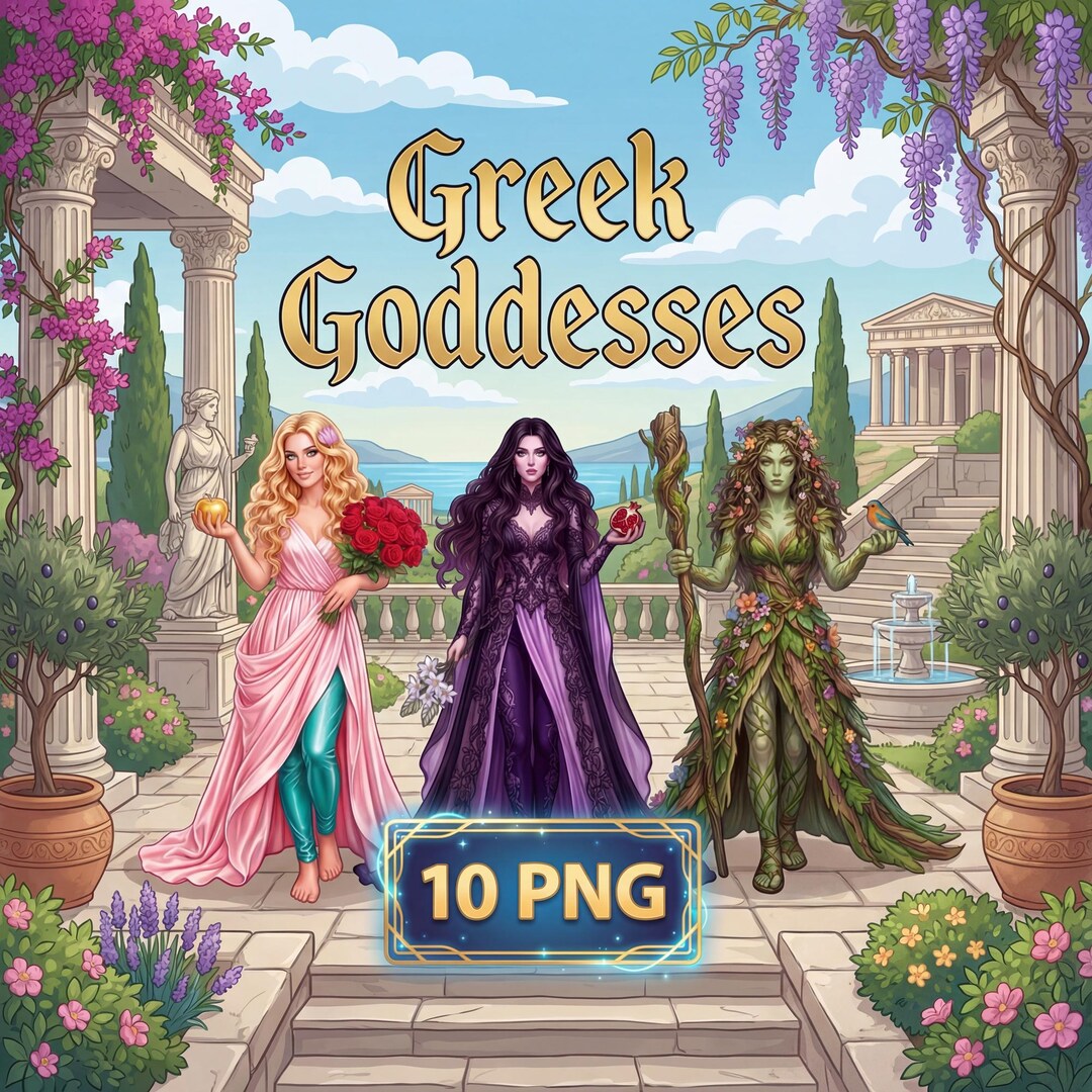 Greek Goddesses PNG Bundle | 10 Mythology Goddess Clipart | Transparent ...