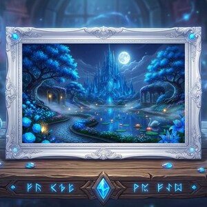 High Elf Citadel Wall Art Printable | Moonlit Elven City | Digital ...