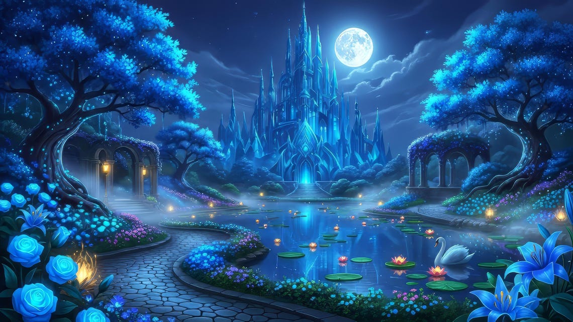 High Elf Citadel Wall Art Printable | Moonlit Elven City | Digital ...