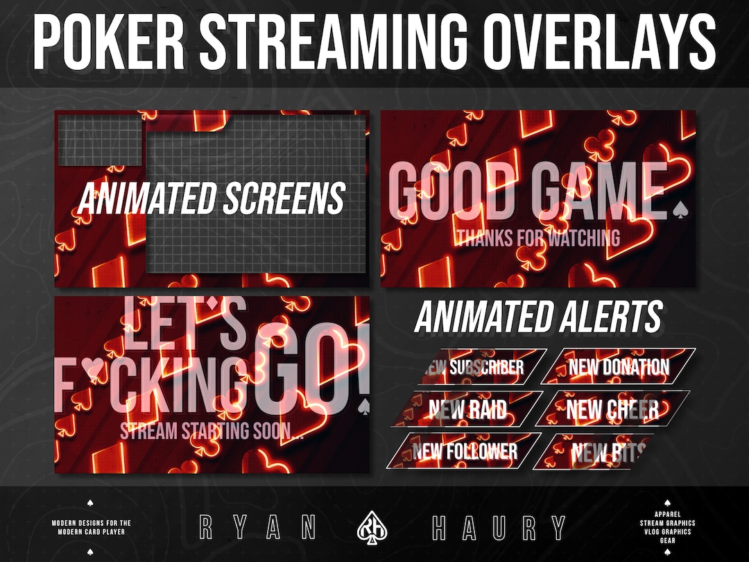 Animated Poker Livestream Overlays Neon Fireball Suits Theme Poker ...