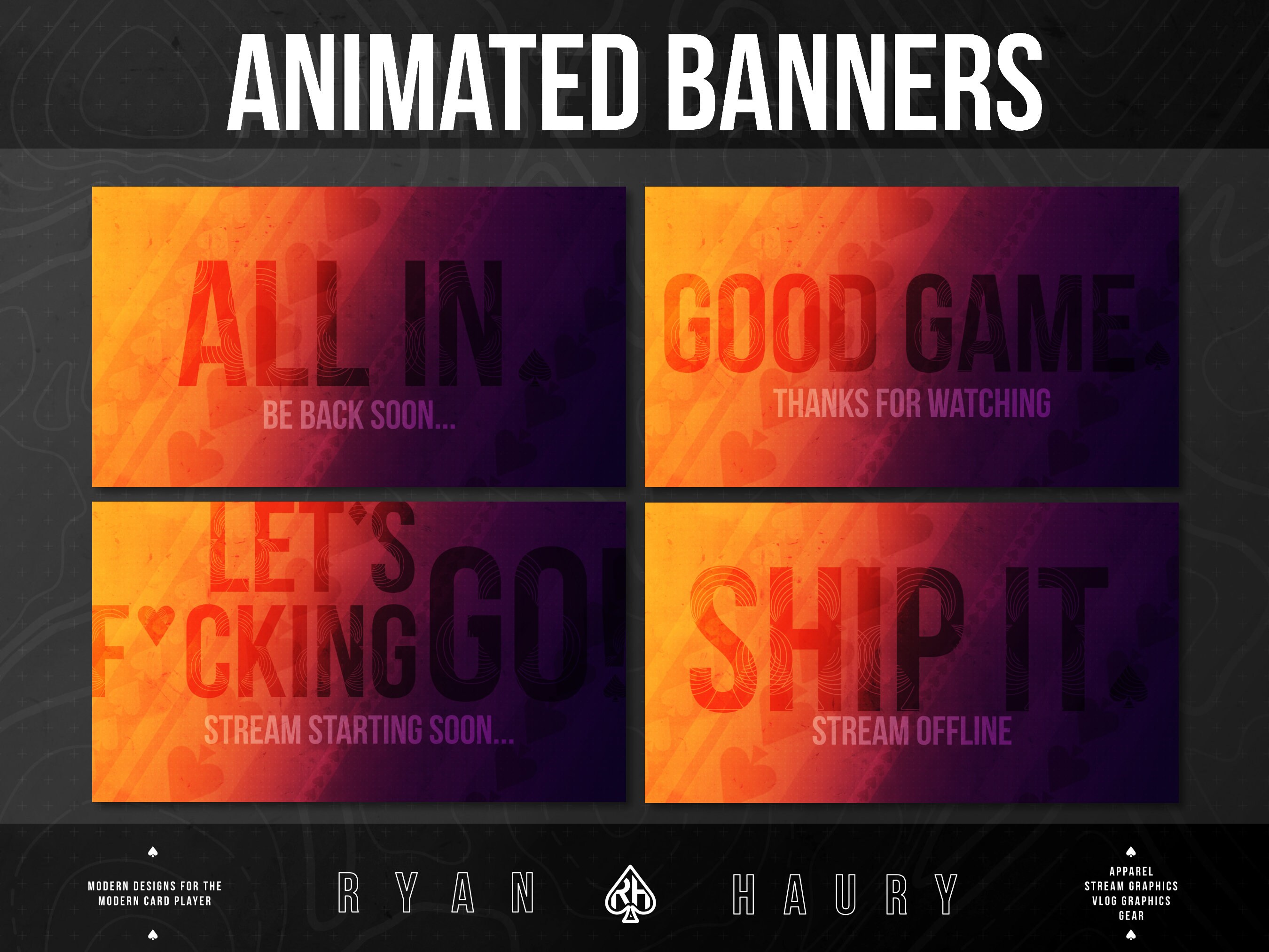 Animated Poker Livestream Overlays Fire Spades Theme Poker Content ...