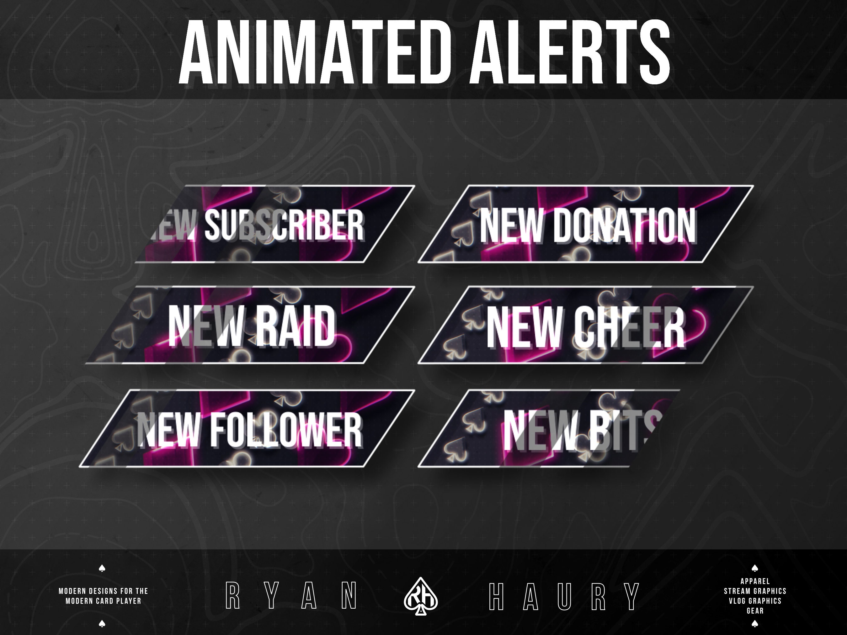 Animated Poker Livestream Overlays Neon Hot Pink Suits Theme Poker ...