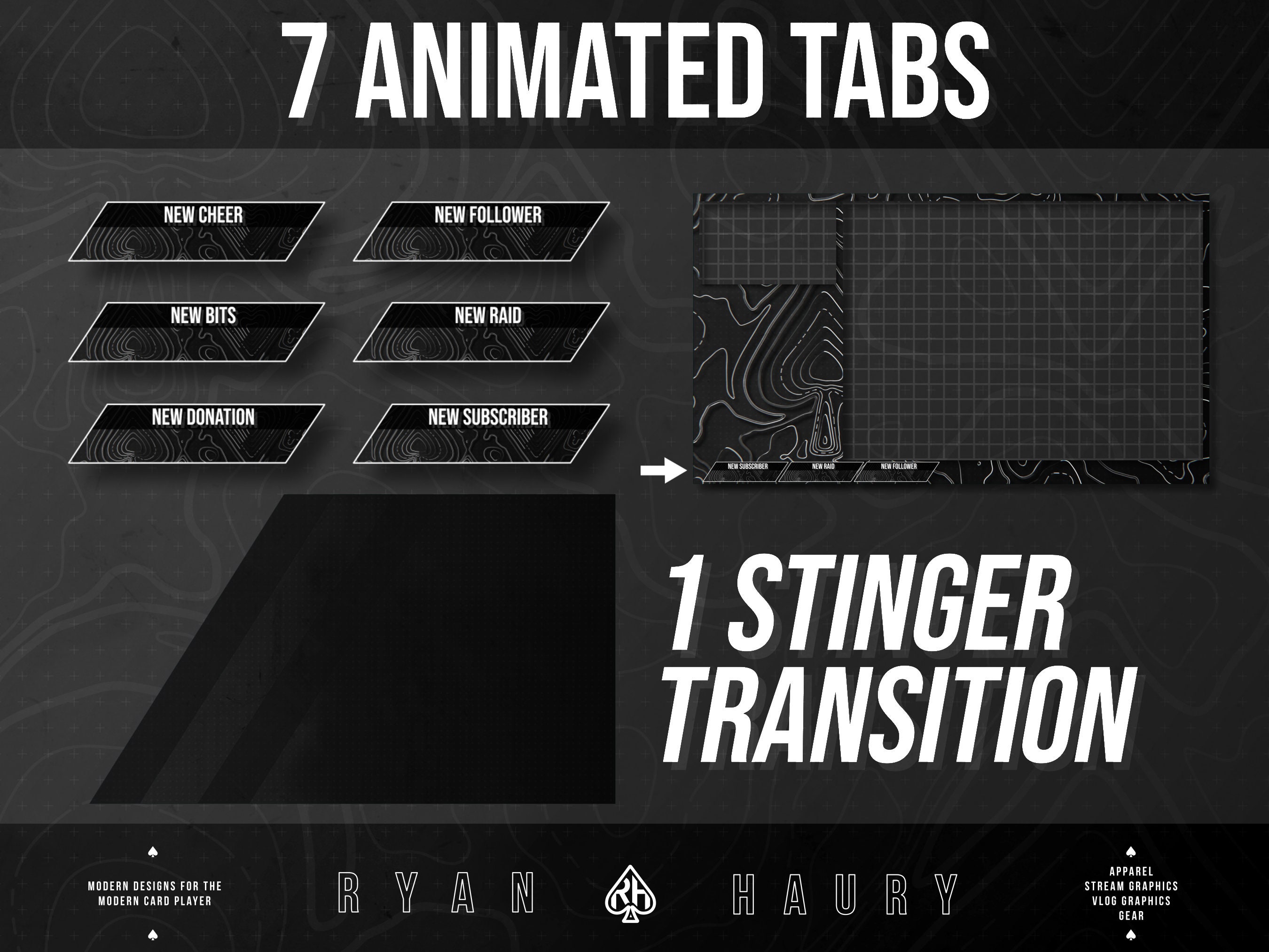 Animated Poker Livestream Overlays Topographic Map Playing Card Suits ...