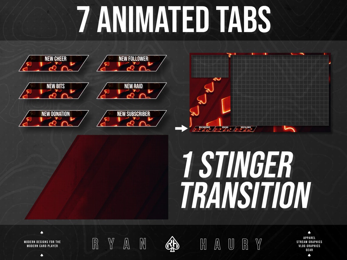 Animated Poker Livestream Overlays Neon Fireball Suits Theme - Etsy