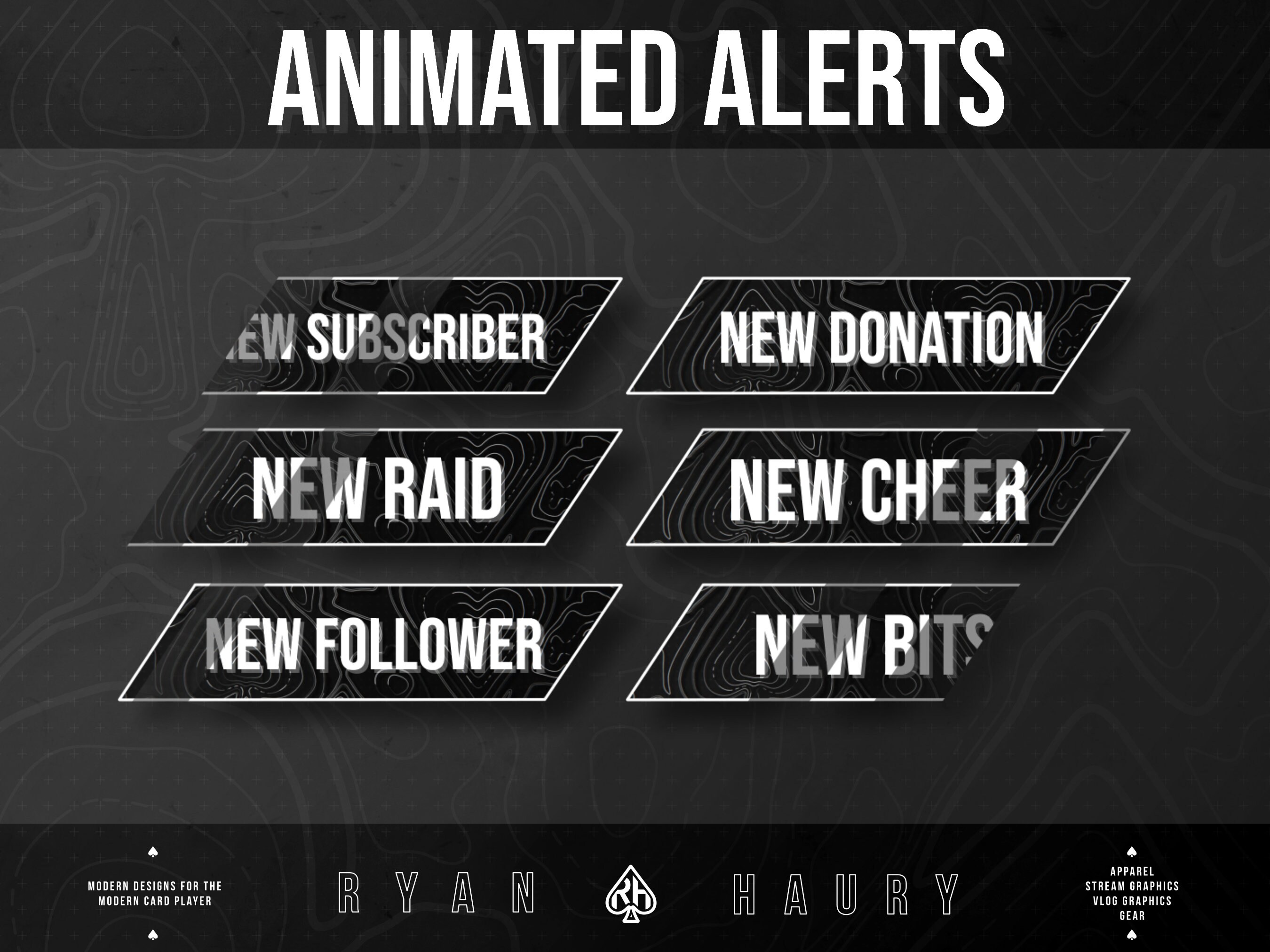 Animated Poker Livestream Overlays Topographic Map Playing Card Suits ...