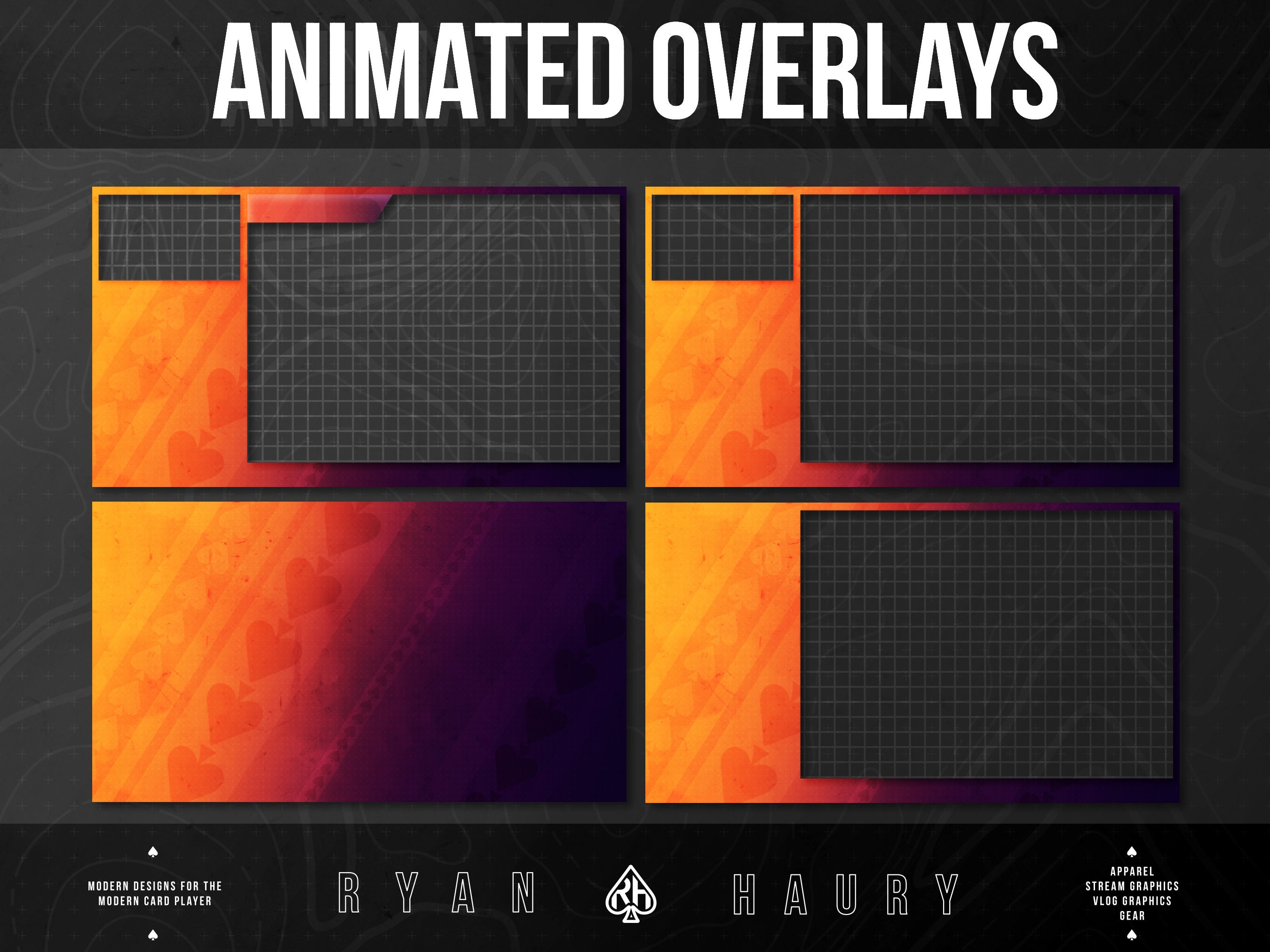 Animated Poker Livestream Overlays Fire Spades Theme Poker Content ...