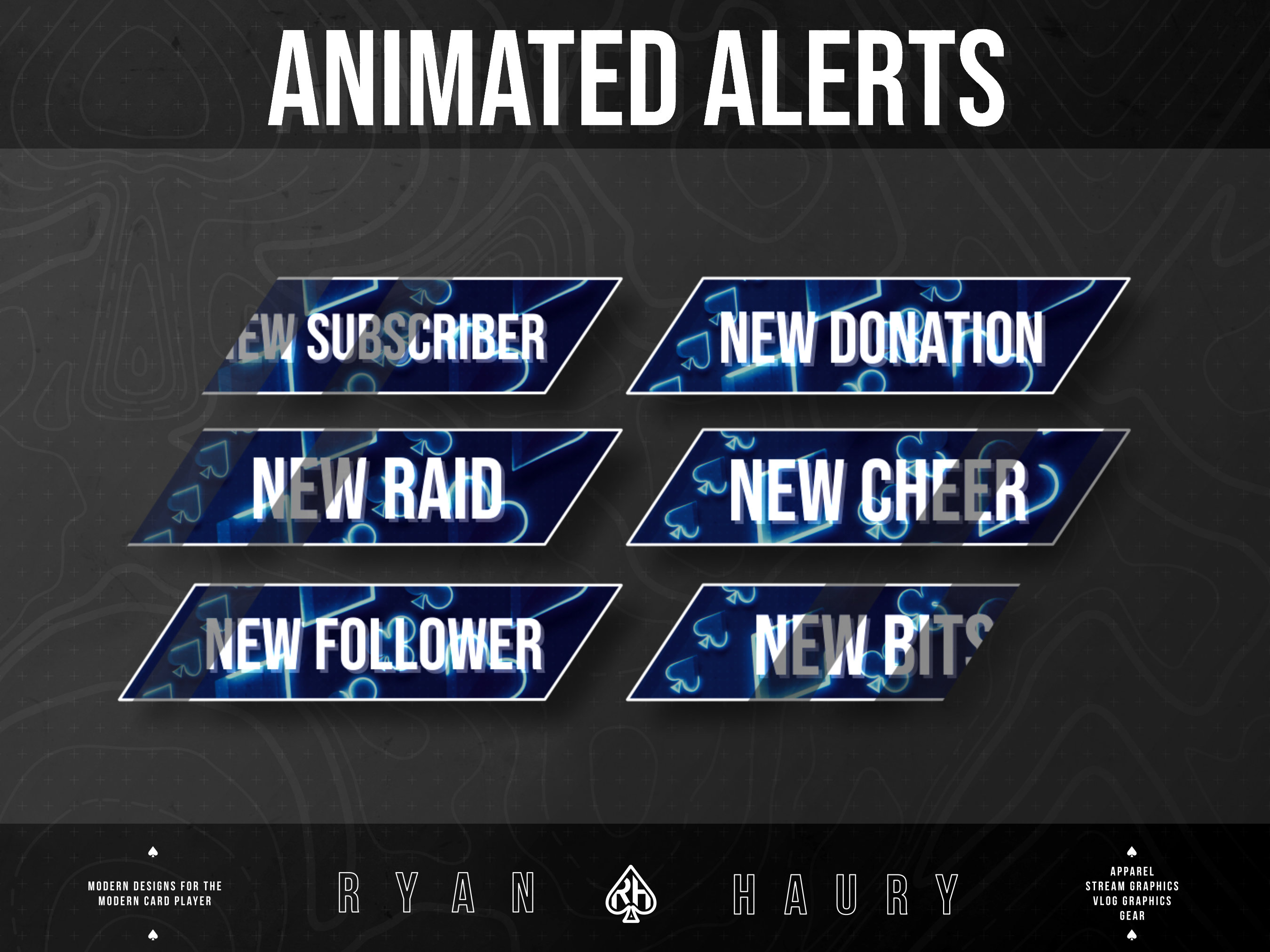 Animated Poker Livestream Overlays Neon Electric Blue Suits Theme Poker ...