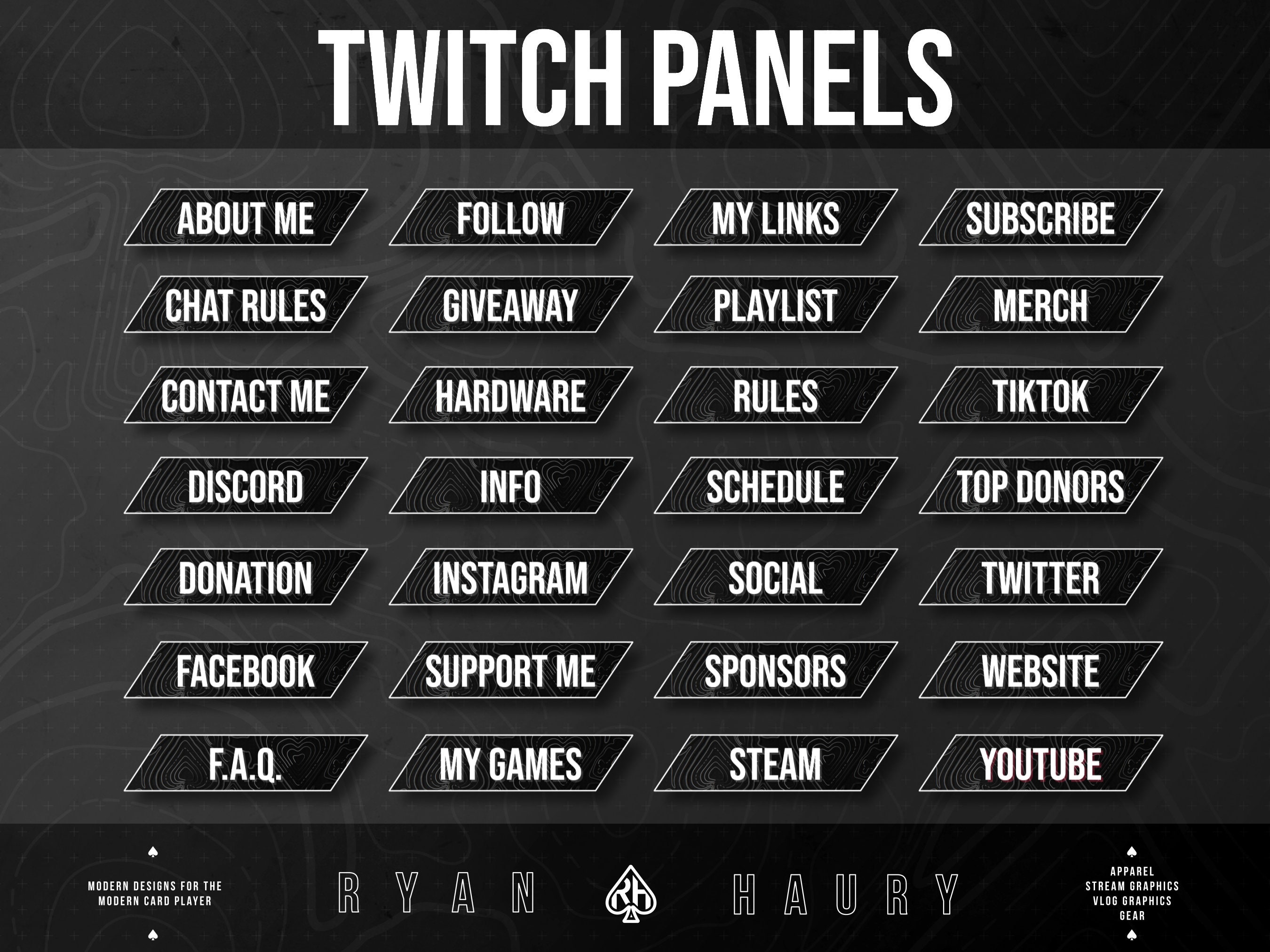 Animated Poker Livestream Overlays Topographic Map Playing Card Suits ...