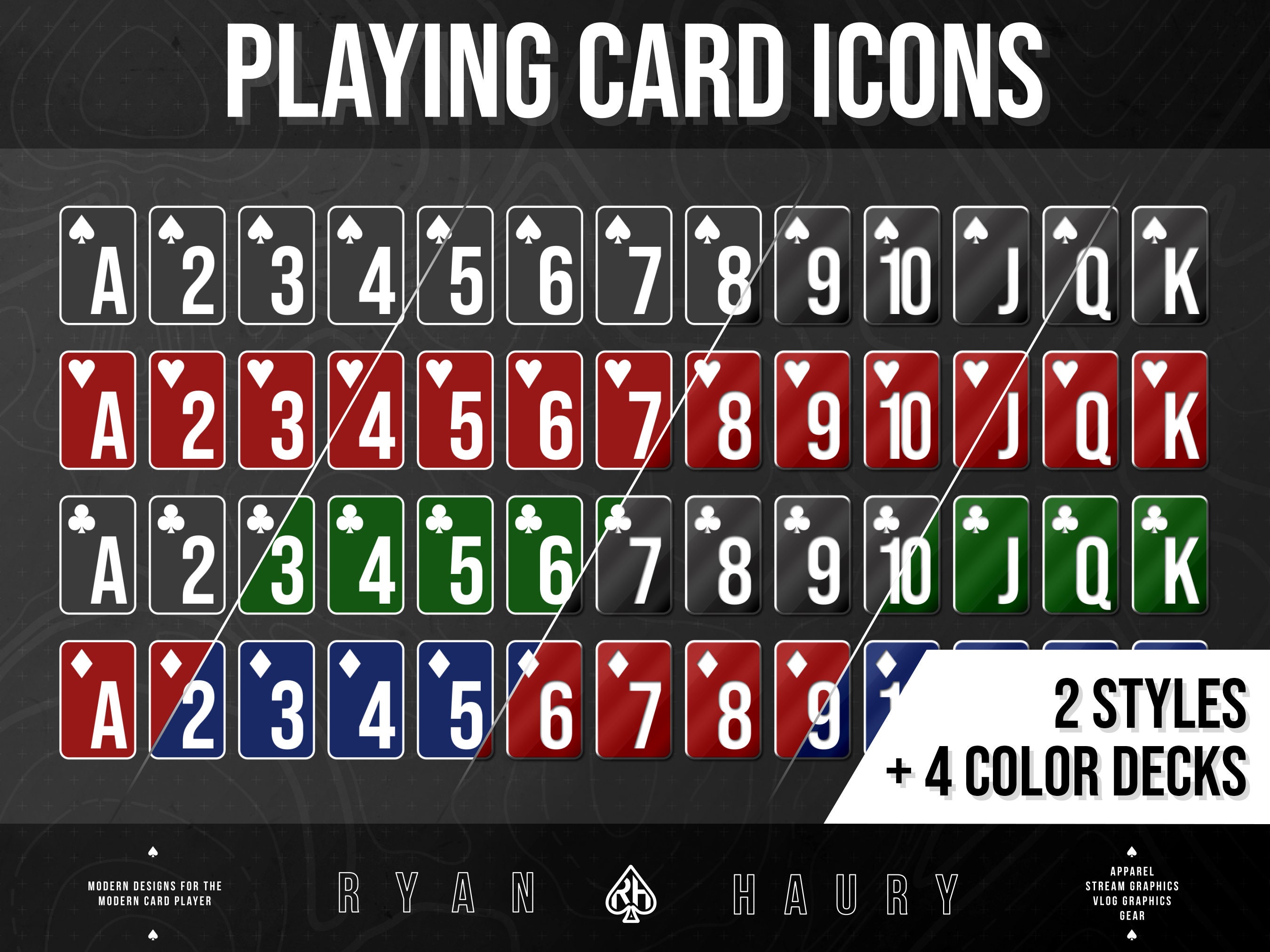 Poker Vlog Playing Card Graphics Pack for Poker Vlogs 52 Cards - Etsy