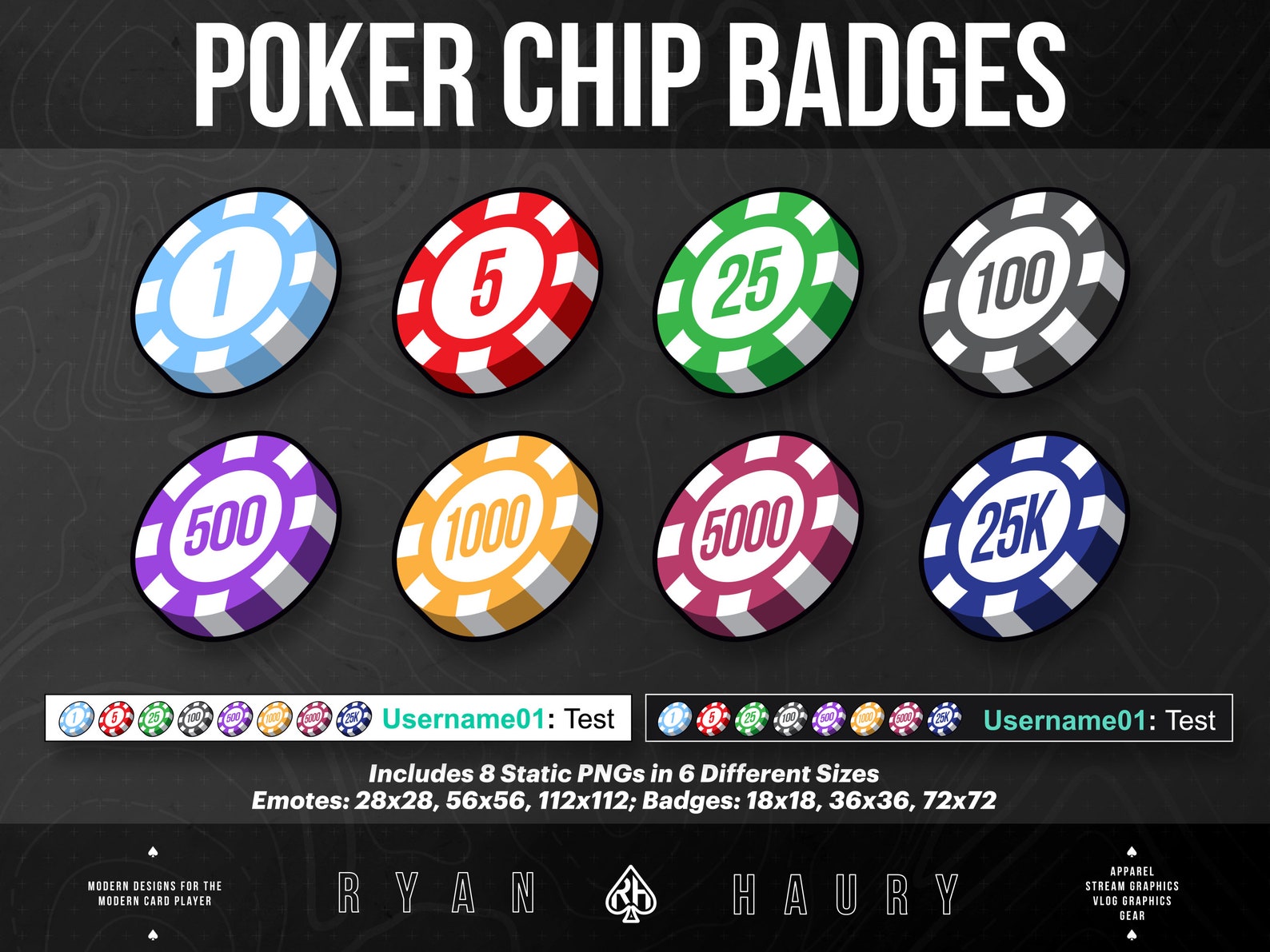 Poker Badges Emotes Icon Pack for Livestream Chat Twitch Subs Discord ...