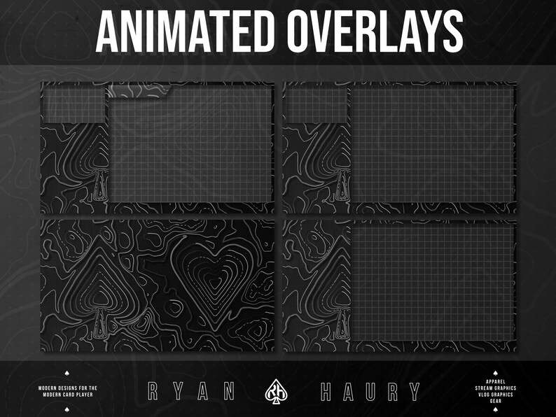 Animated Poker Livestream Overlays Topographic Map Playing Card Suits ...
