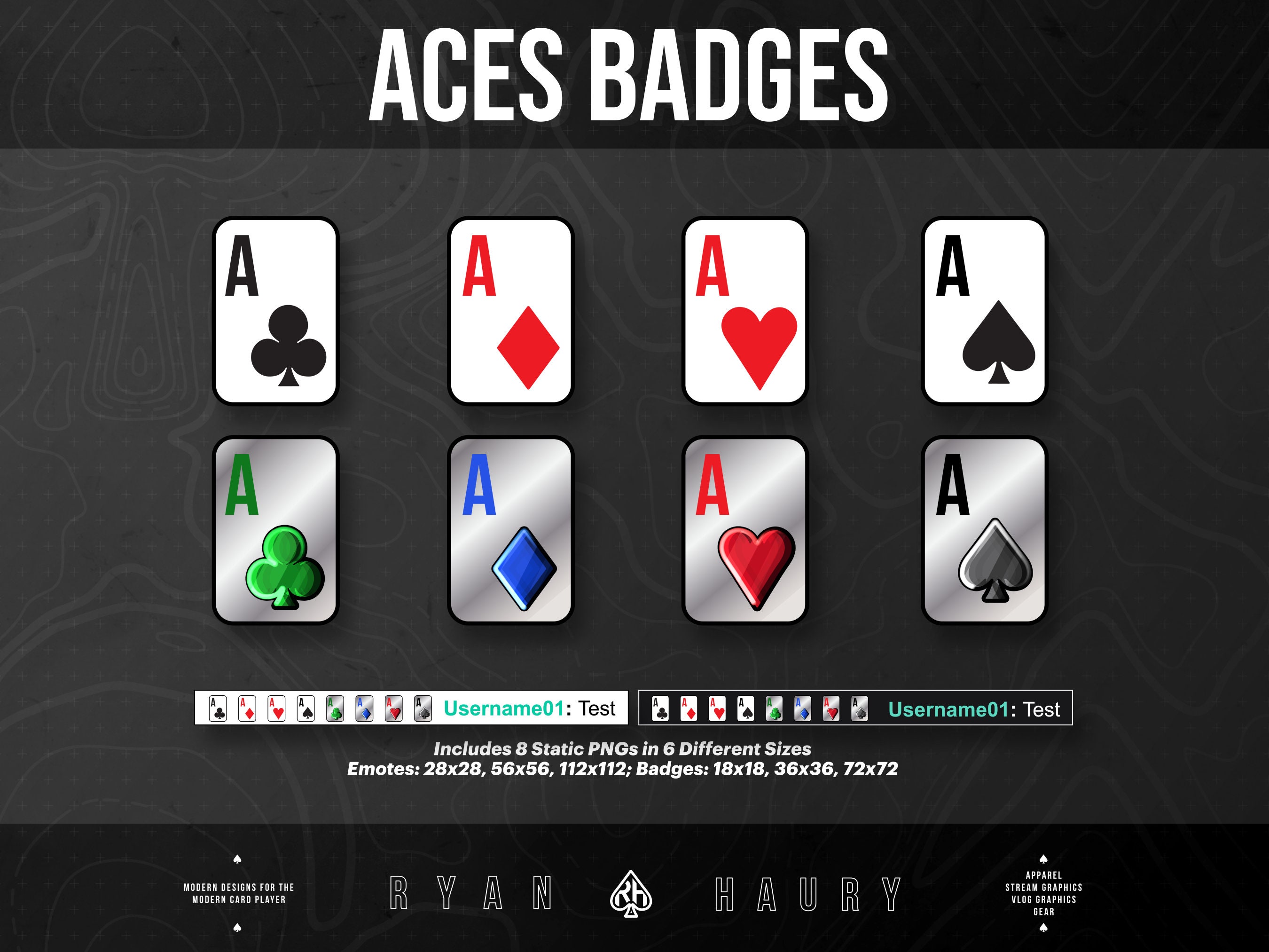 Poker Aces Badges Emotes Icon Pack for Livestream Chat Twitch Subs ...