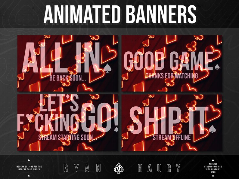 Animated Poker Livestream Overlays Neon Fireball Suits Theme Poker ...